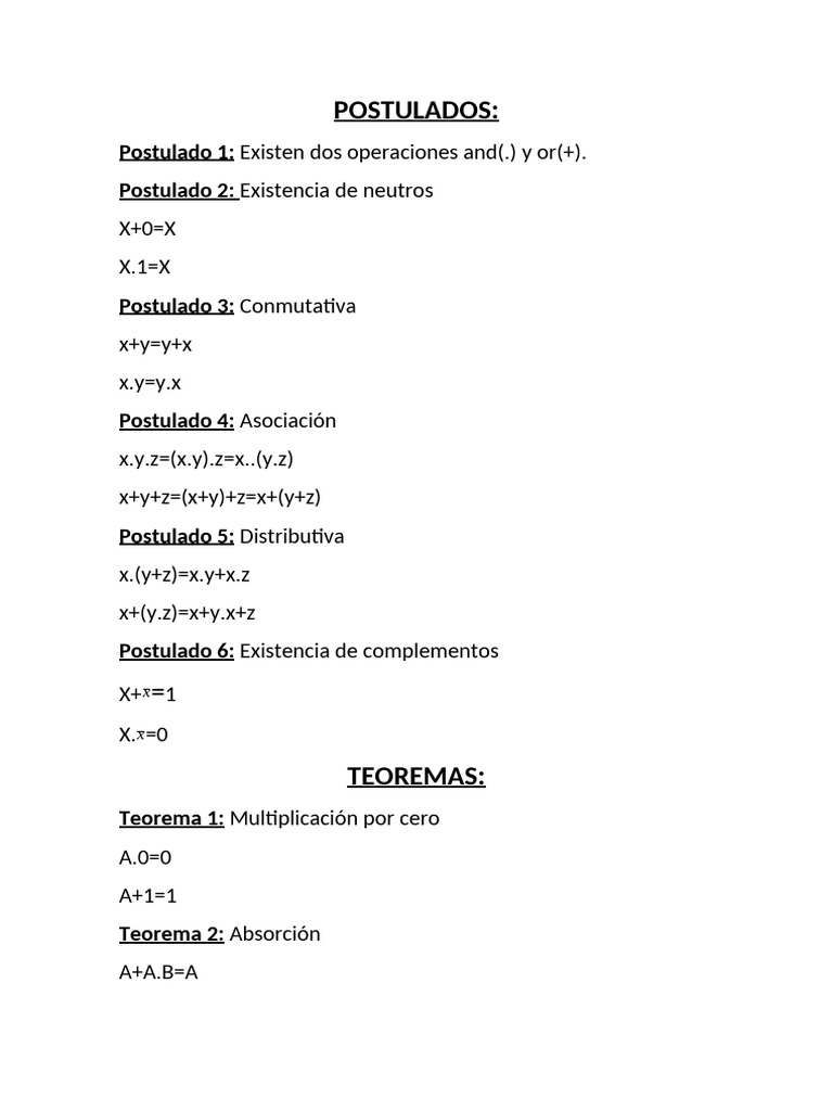 Postulados y Teoremas | PDF