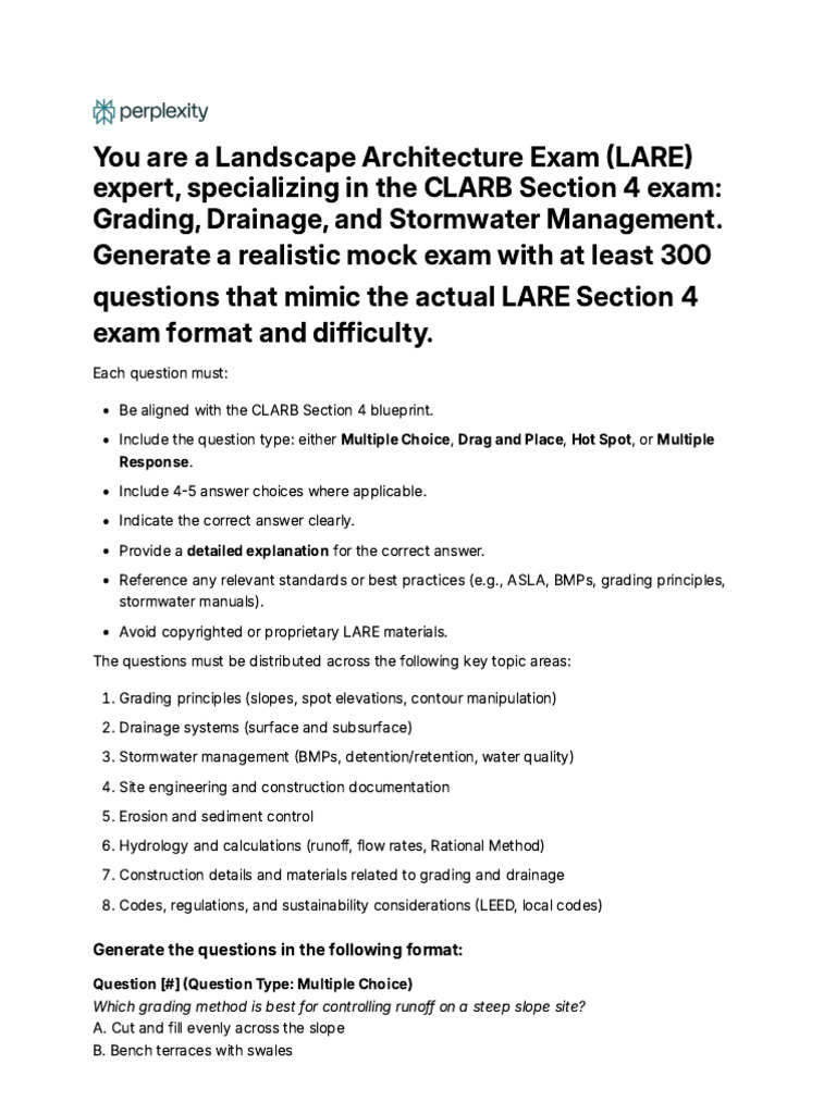 LARE-Section 4 - 20 Questions | PDF | Surface Runoff | Stormwater