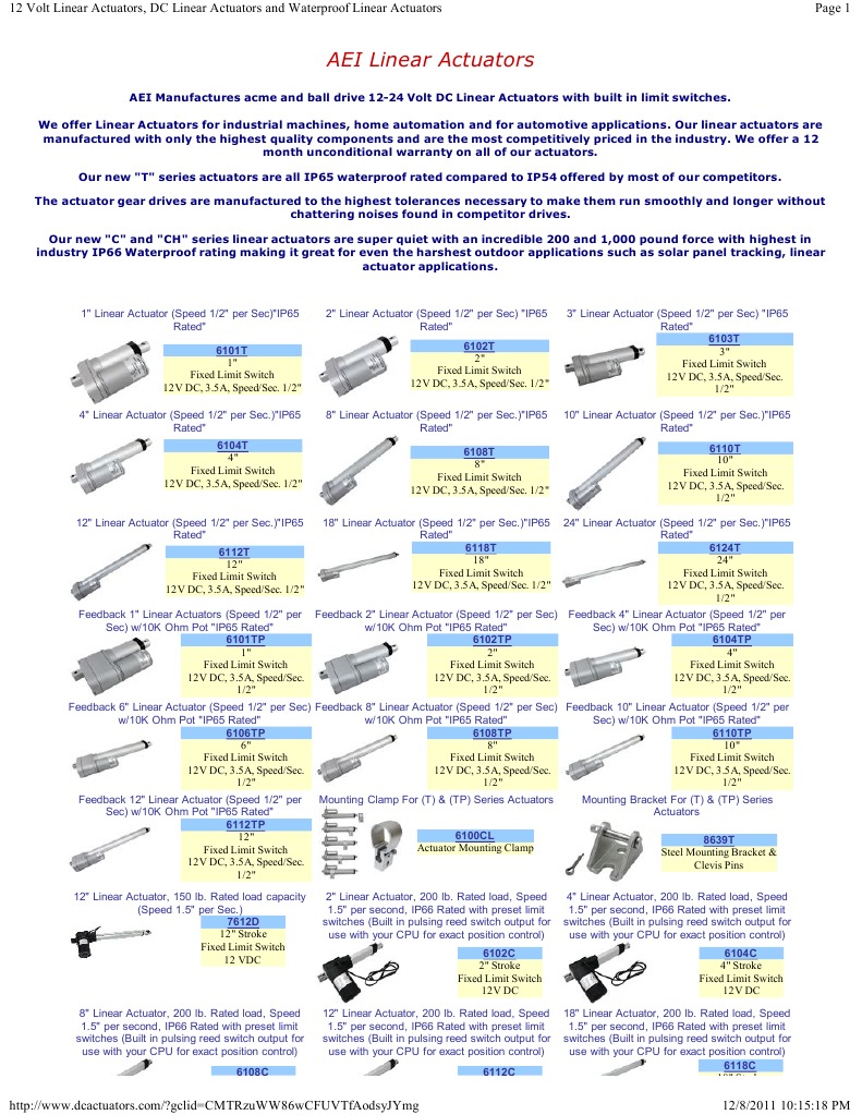 12 Volt Linear Actuators, DC Linear Actuators and Waterproof Linear ...