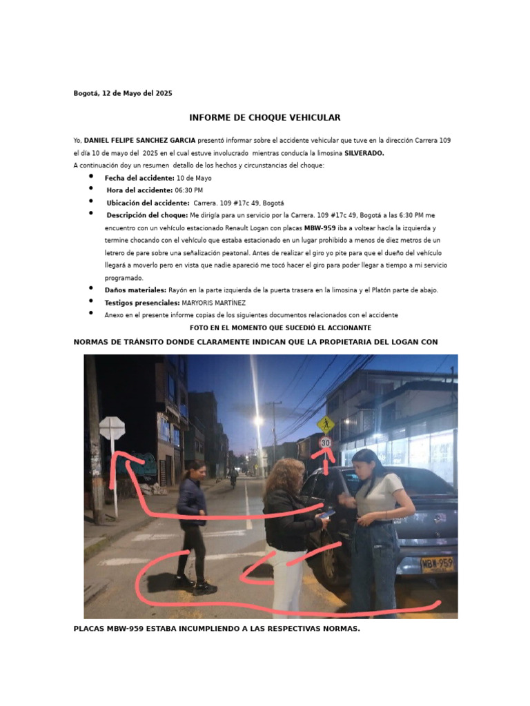 Informe de Choque Vehicular | PDF