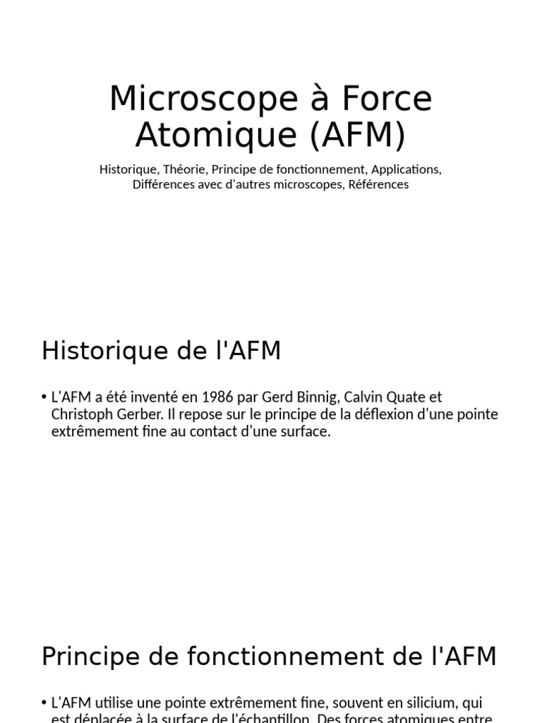 Applications du microscope AFM | PDF