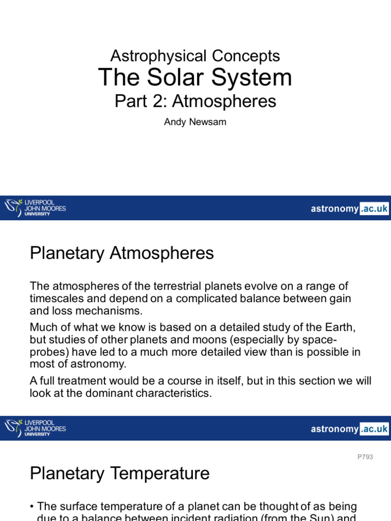 Planetary Atmospheres and Temperature Dynamics | PDF | Atmosphere | Planets
