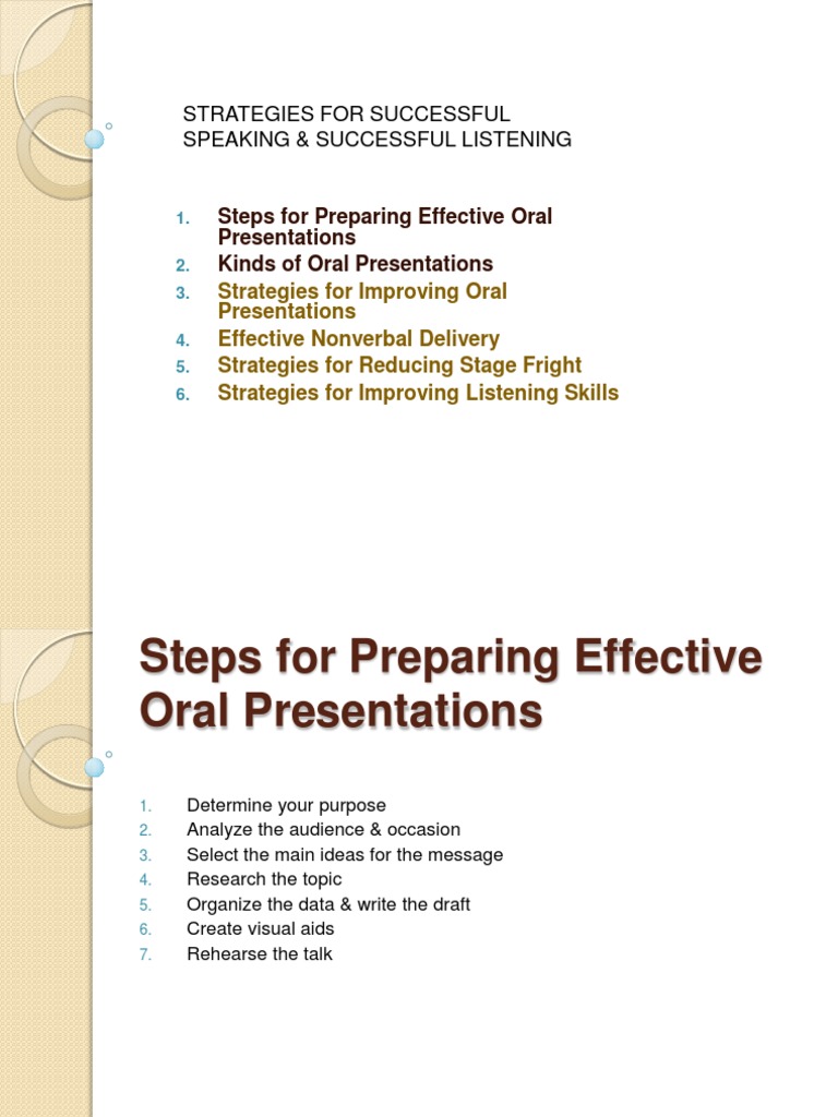 Steps For Oral Presentations | PDF | Persuasion | Cognition