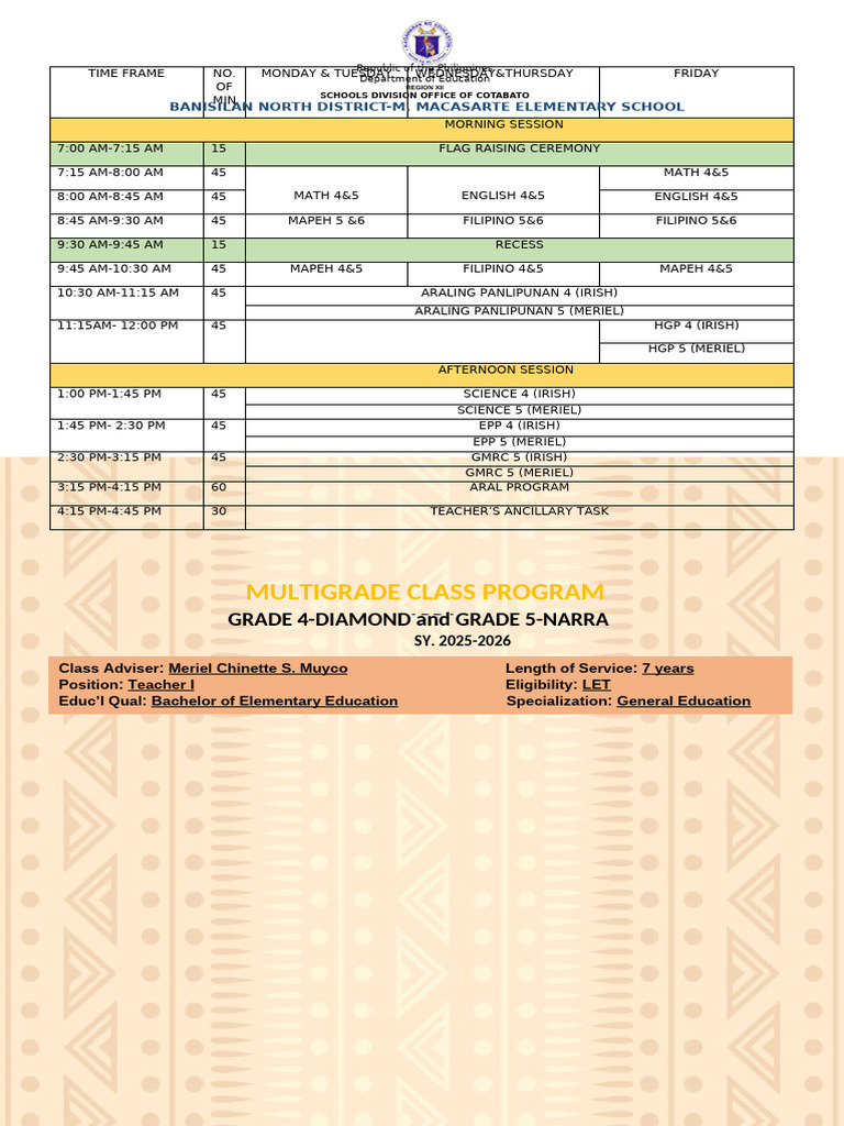 Class Program Multigrade | PDF