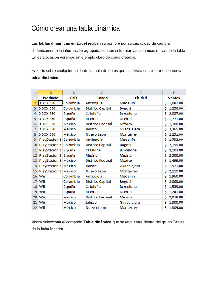 Como Crear Una Tabla Dinamica | PDF