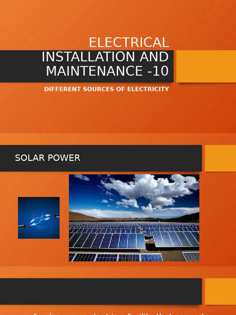 Different Sources of Electricity | PDF | Solar Power | Power Station