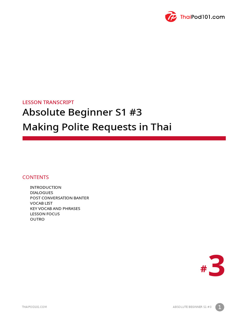 ThaiPod101 03 Script | PDF