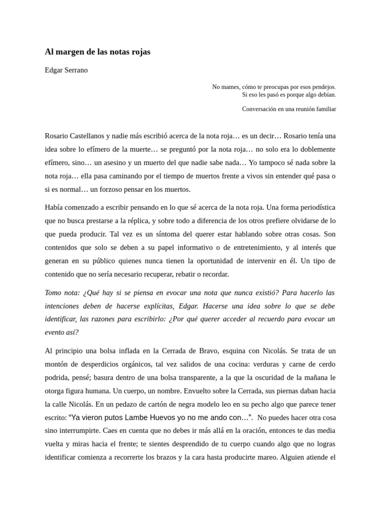 Al Margen de Las Notas Rojas | PDF