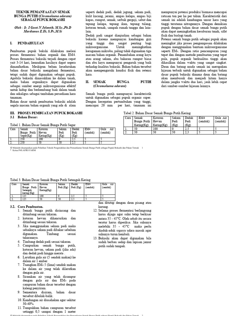 Teknik Pemanfaatan Semak Bunga Putih (Chromolaena Odorata) Sebagai ...