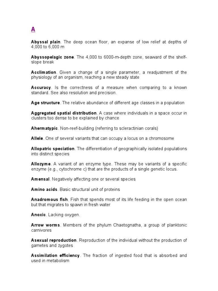 Marine Biology Terminology Guide | PDF | Salinity | Plankton