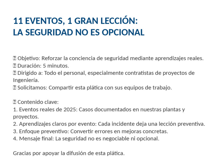 Platica 5 Minutos Seguridad | PDF