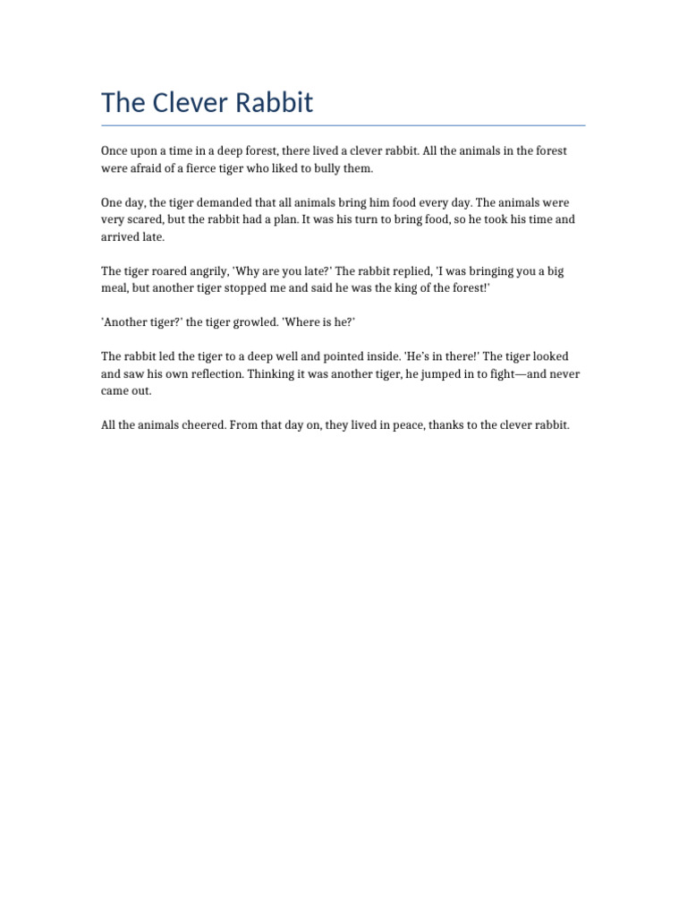 The Clever Rabbit Story | PDF