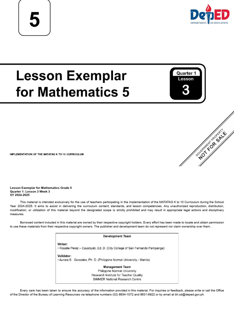 Q1 LE Mathematics 5 Lesson 3 Week 3 | PDF | Learning | Bracket