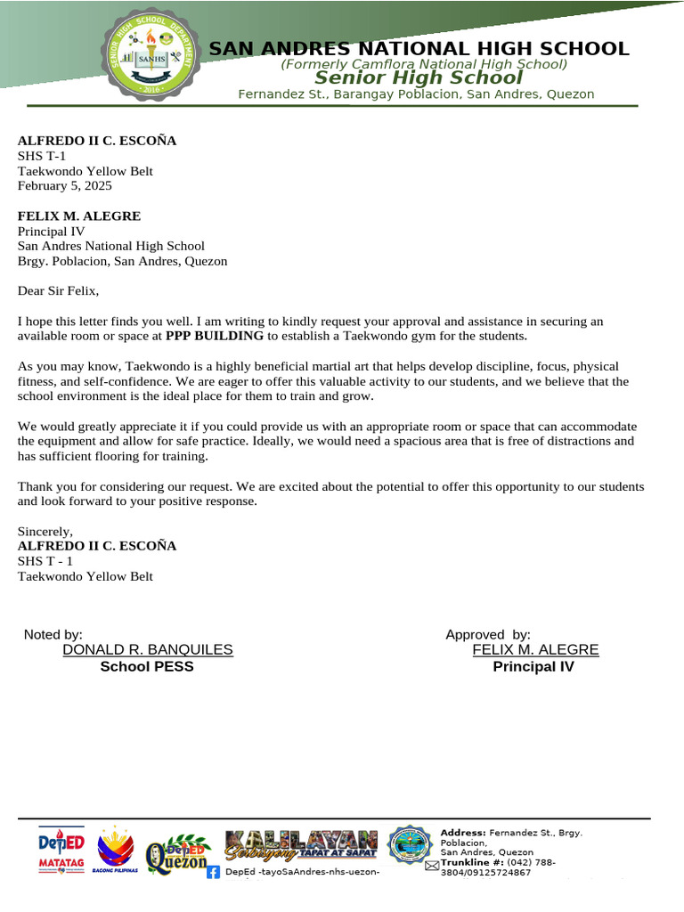 Request for Taekwondo Gym Space | PDF