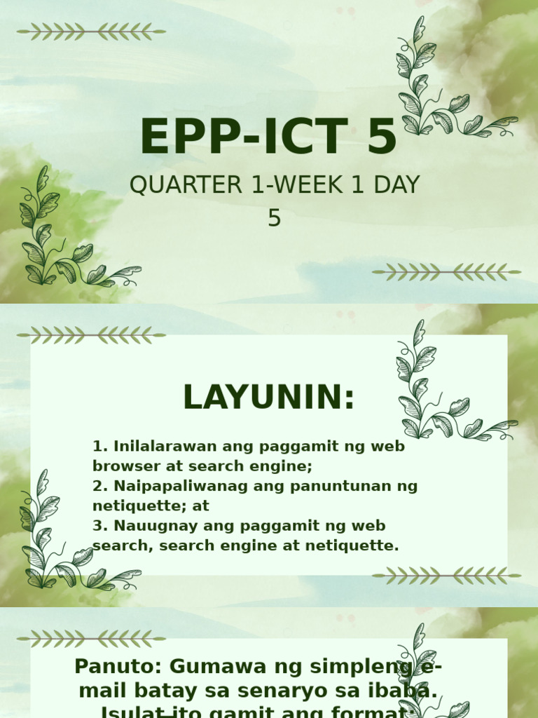 q1 Epp-Ict 5 Week 1 Day 5 | PDF