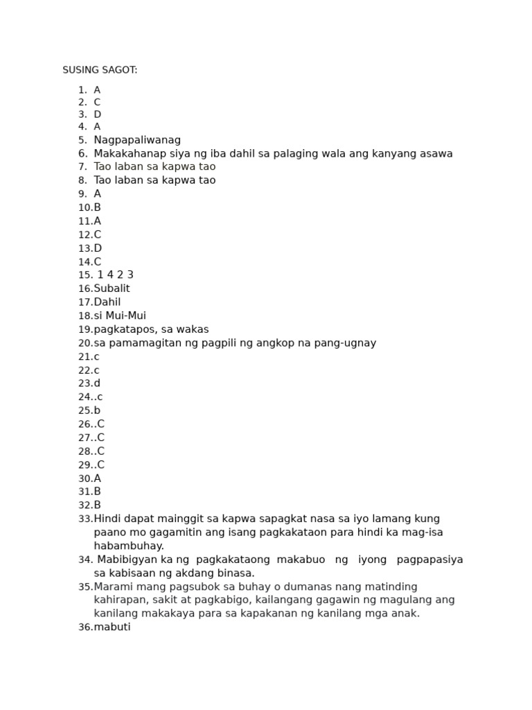 Susing Sagot Final | PDF