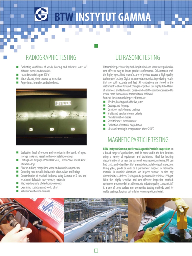 Instytut Gamma: Radiographic Testing Ultrasonic Testing | Download Free ...