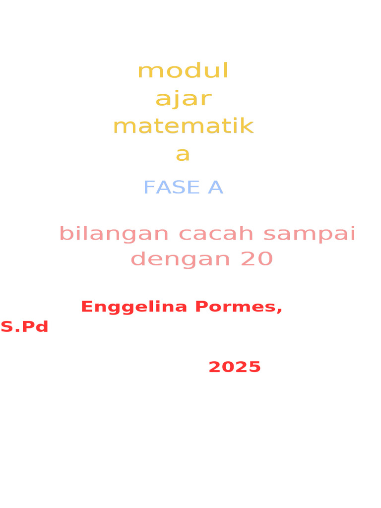 Modul Ajar Matematika - Bilangan Cacah Sampai Dengan 20 - Fase A | PDF