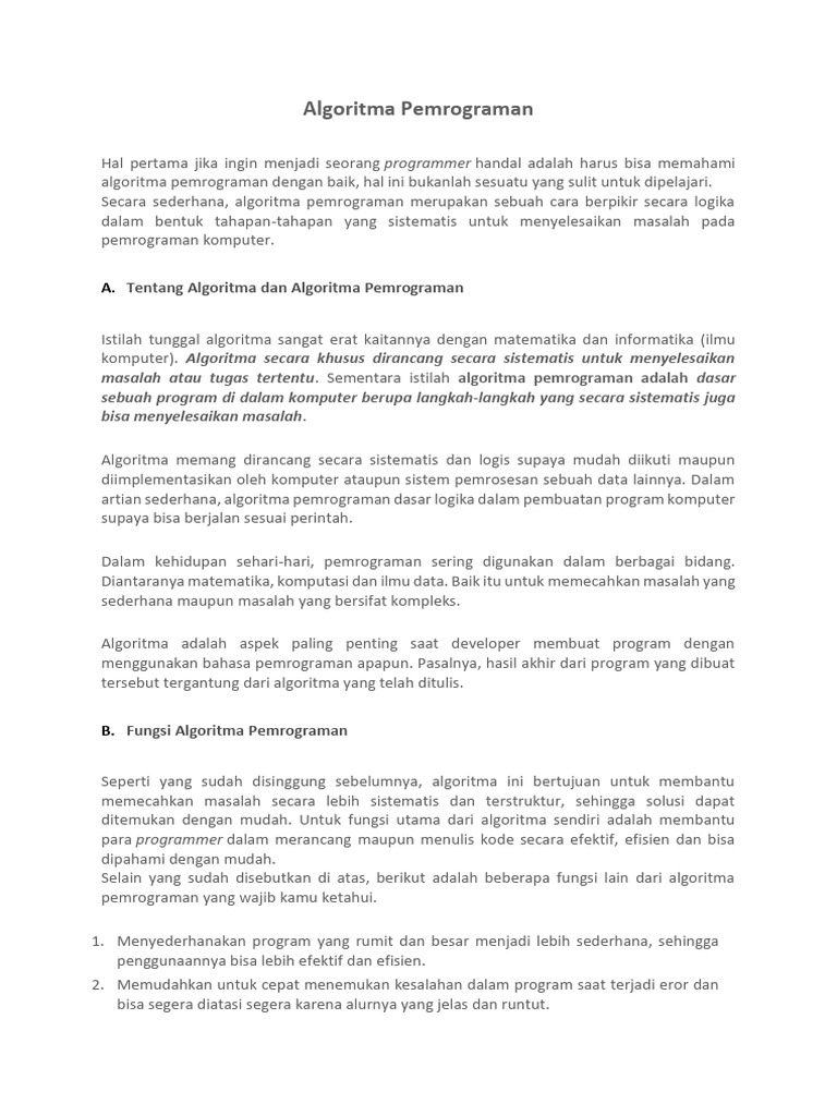 Algoritma Pemrograman Dan Flowchart | PDF
