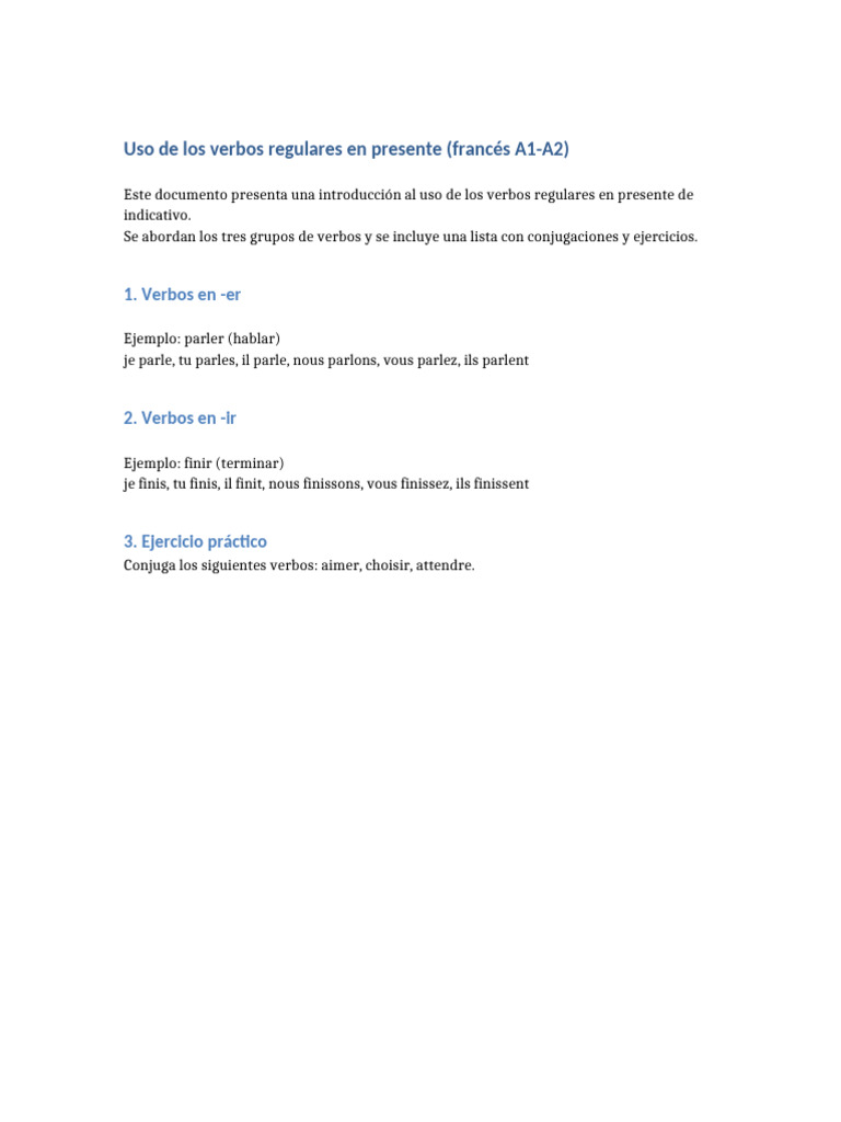 Verbos Regulares Presente EXTENDIDO | PDF