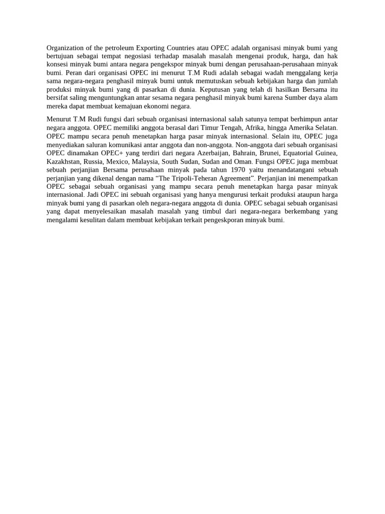 Pengertian dan Fungsi OPEC | PDF