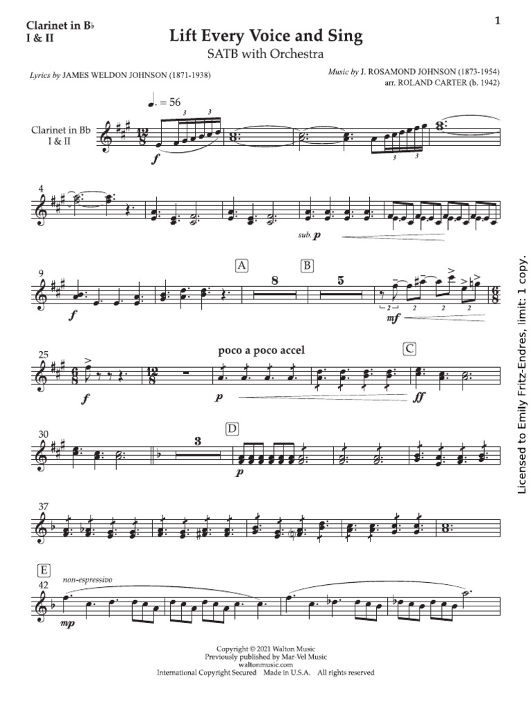 Lify Every - Clarinets 1 and 2 | PDF