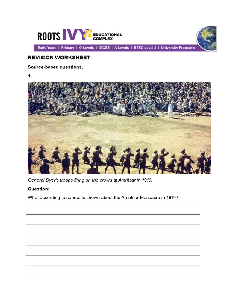HISTORY - Revision Source Based Questions Worksheet | PDF