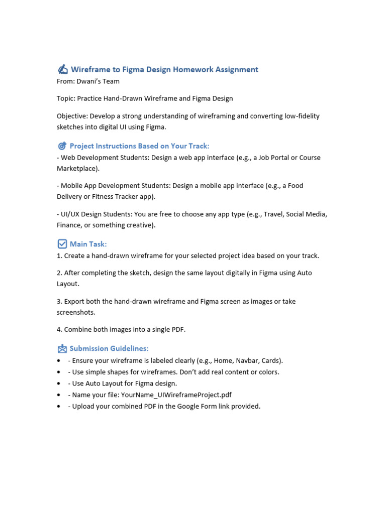 Wireframe To Figma Assignment Dwani | PDF