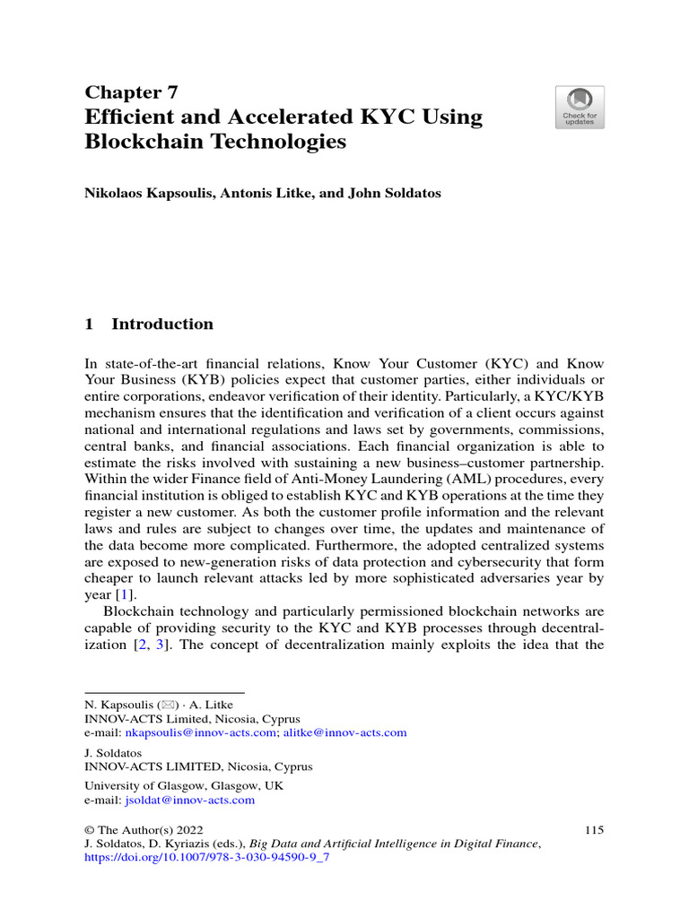 Efficient And Accelerated Kyc Using Blockchain Technologies Crypto