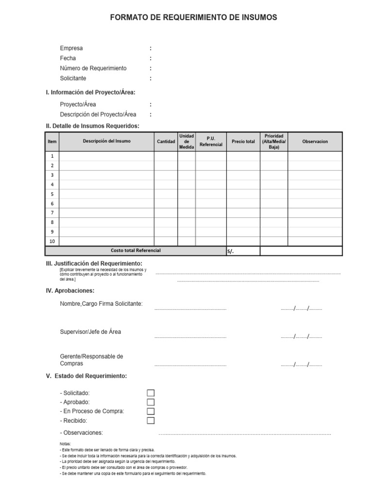 Hoja de Requerimiento | PDF