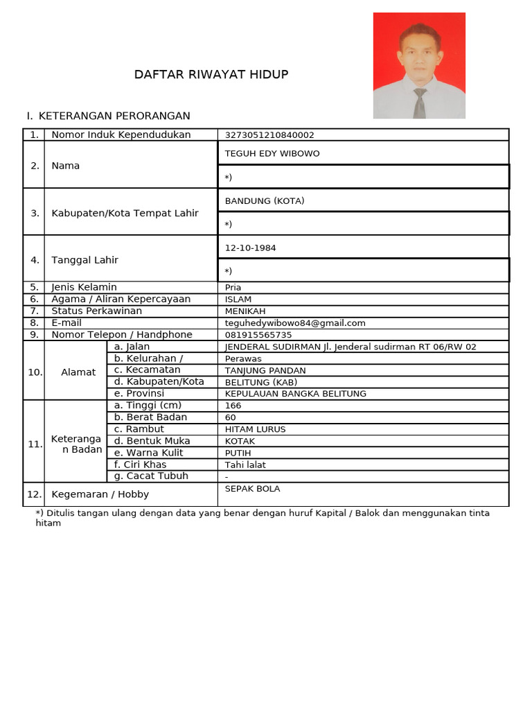 DRH Riwayat Hidup Teguh | PDF