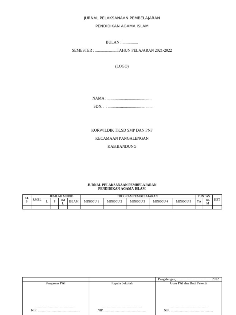 Jurnal Pembelajaran PAI 2021-2022 | PDF