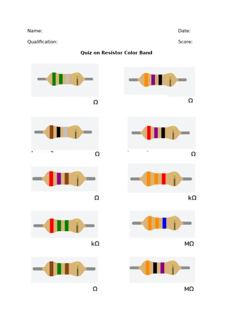 Resistor Color Band Quiz | PDF