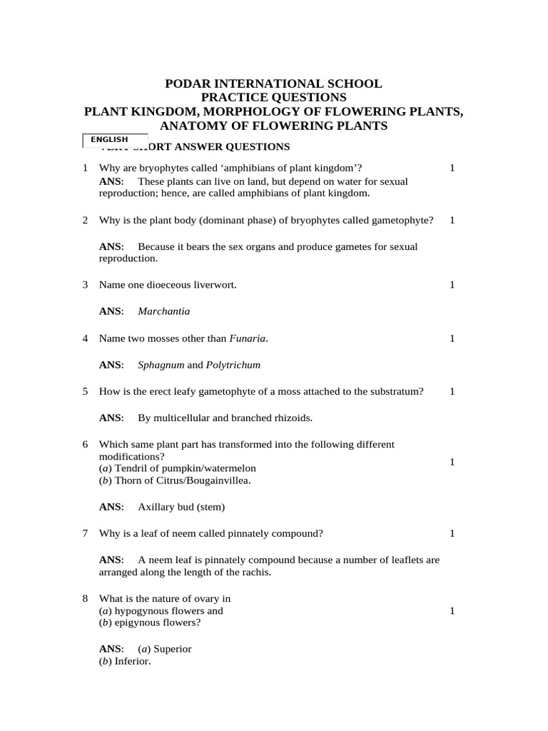 1733201849014.practice Questions-Plant Kingdom, Plant Morphology, Plant ...