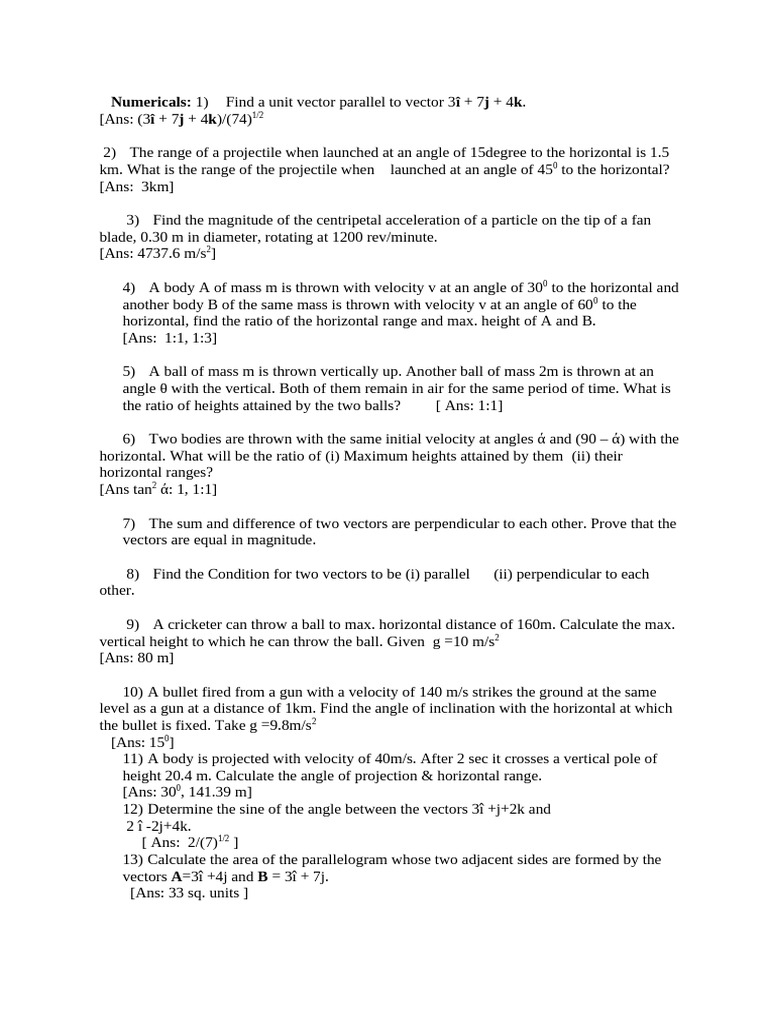 1723352114864.motion in A Plane - Numerical | PDF