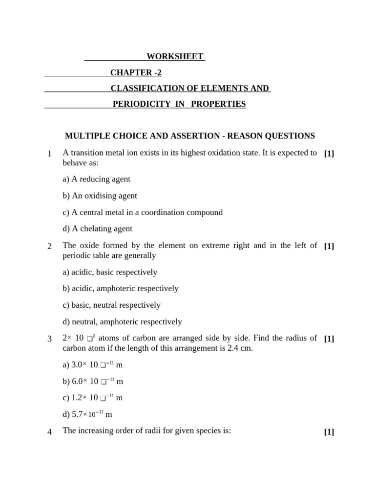 1723188793442.class 11 CH 3 Worksheet | PDF | Periodic Table | Chemical ...
