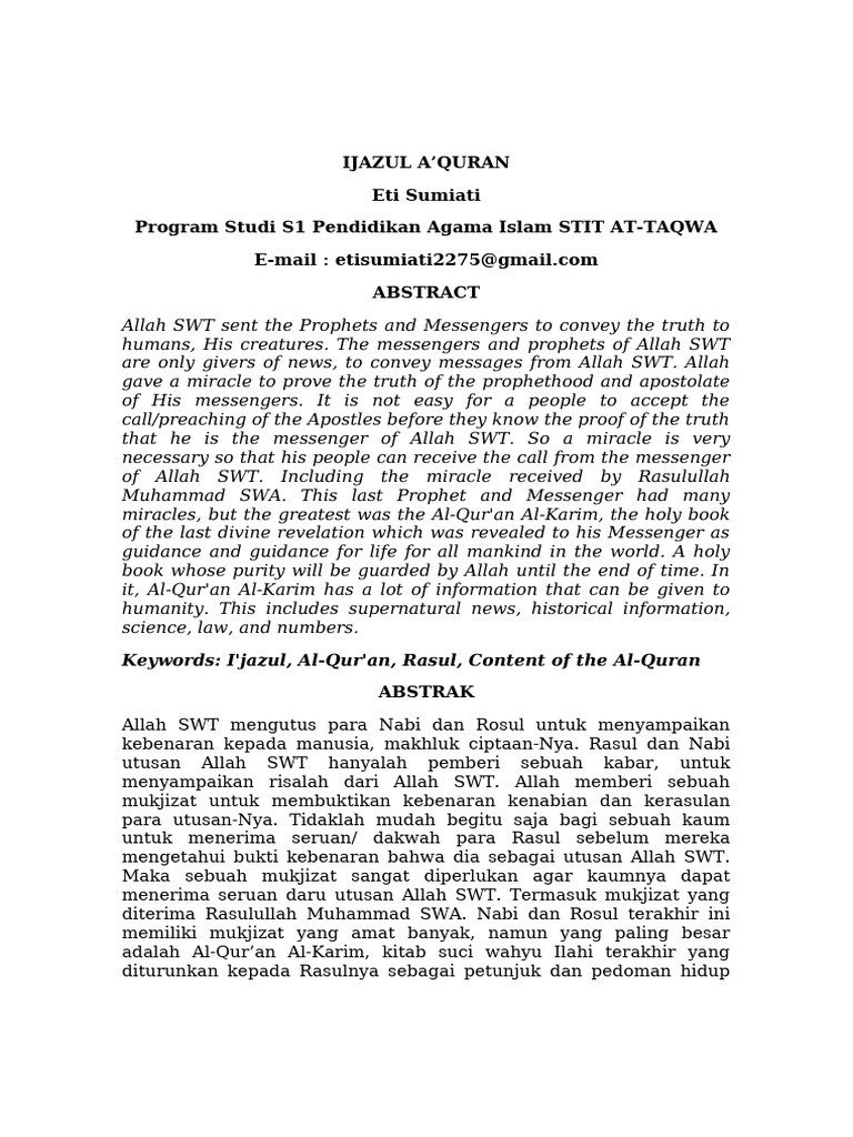 Uq Eti Sumiati Ijazul Qur'An | PDF