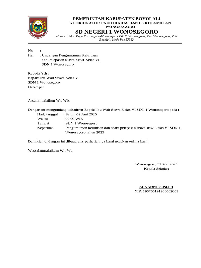 Surat Undangan Kelulusan | PDF