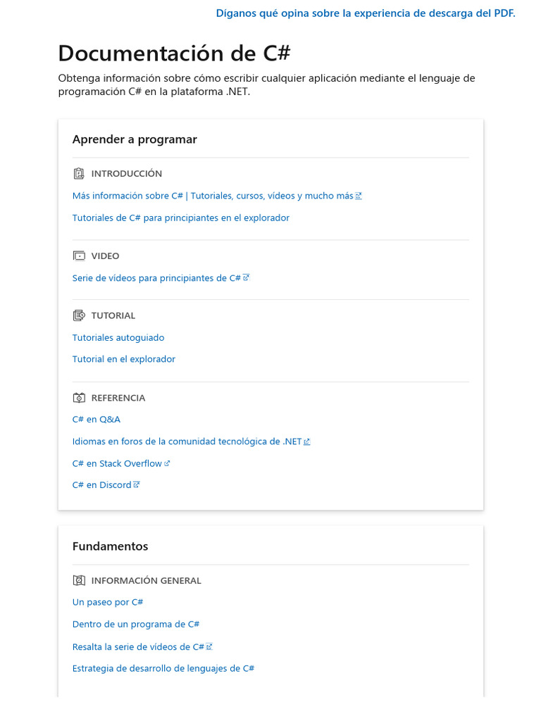 Dotnet-Csharp - Documentación de C# | PDF | C Sharp (lenguaje de programación) | Lenguaje de ...
