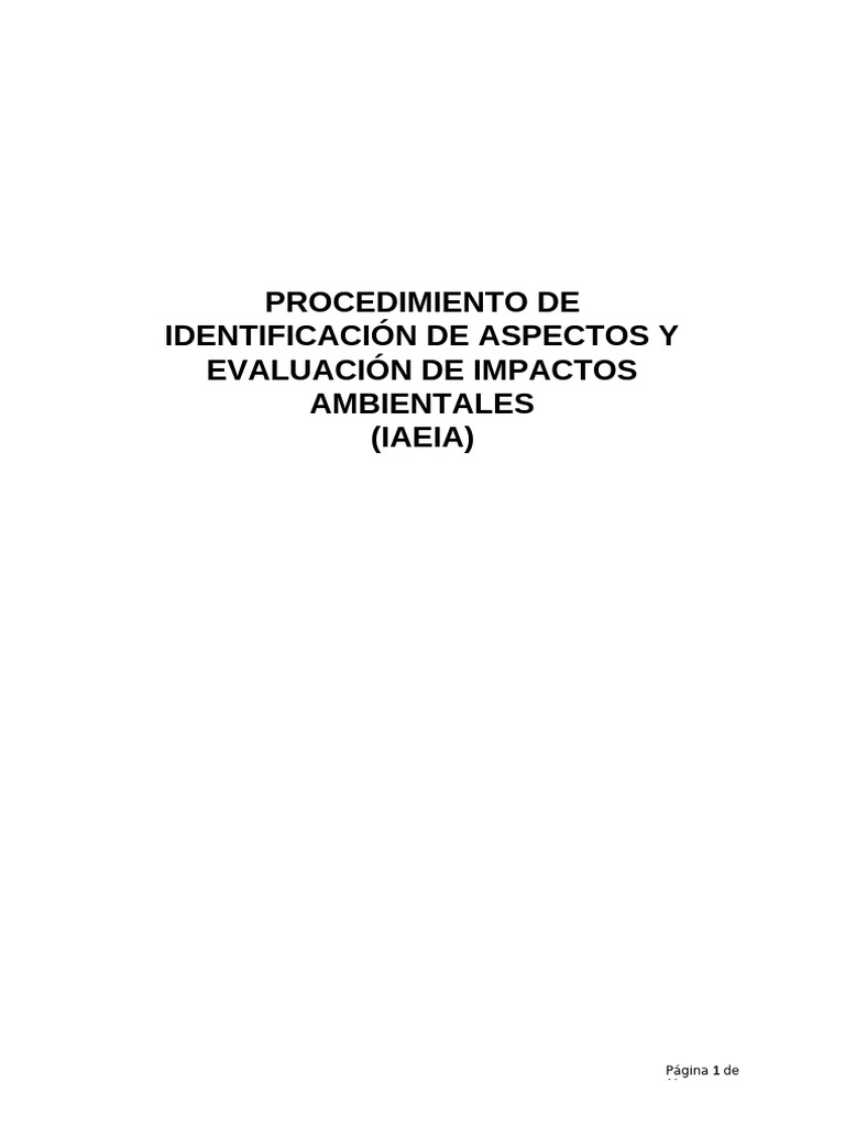 Procedimiento y Matriz de Identificación de Aspectos Ambientales Significativos (IAAS) | PDF ...
