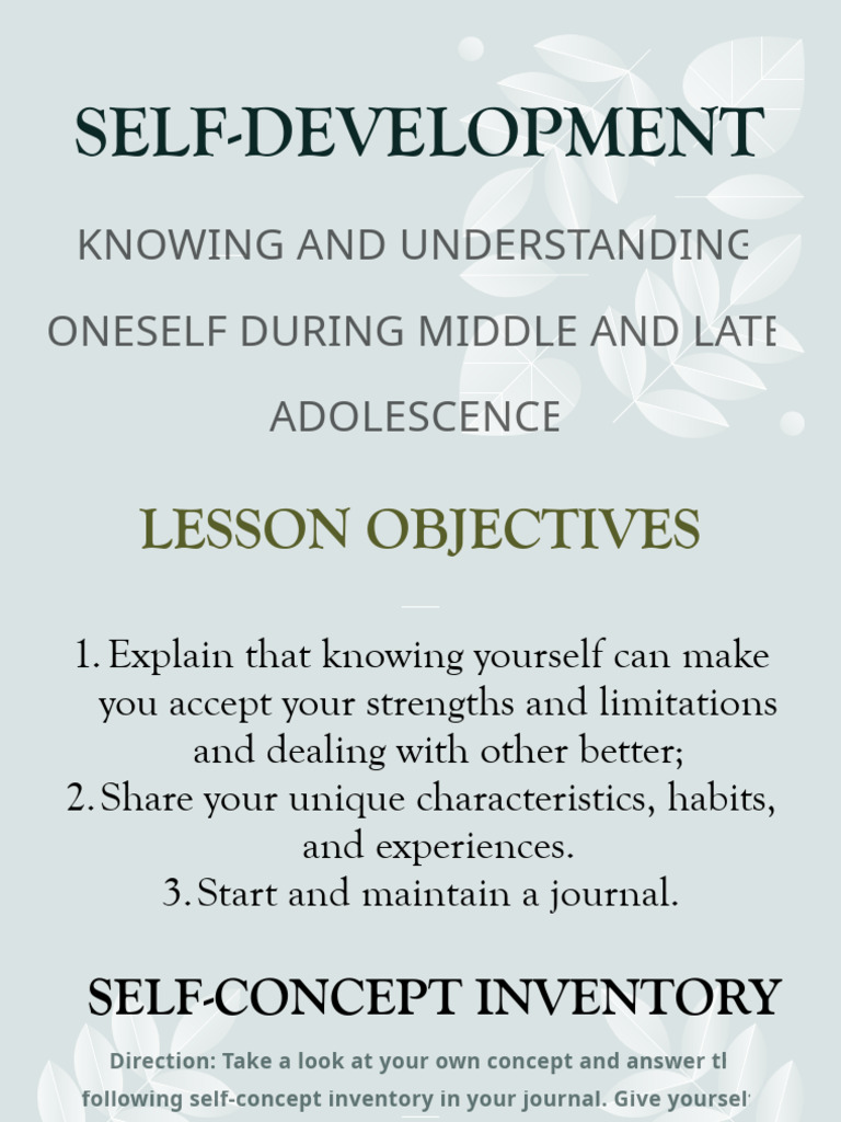 Self-DevelopmenT LESSON 4 | PDF | Self Concept | Creativity