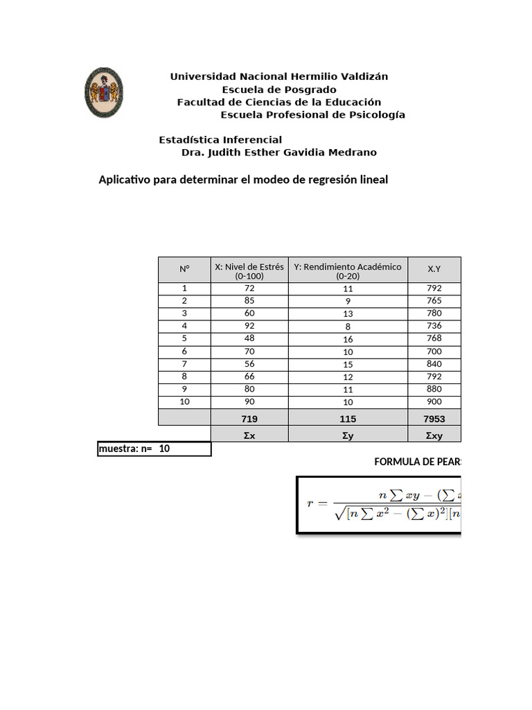 Pearson-Rho Spearman-Regresion Lineal-2024 | PDF | Matemáticas ...