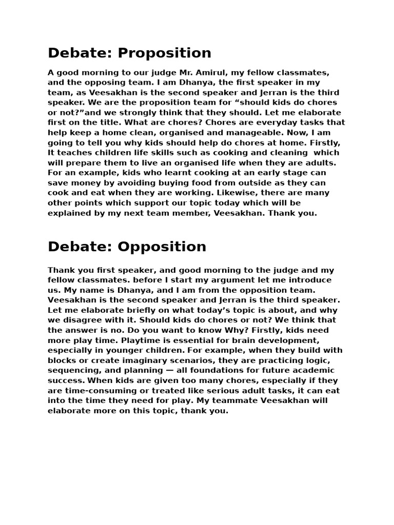 Debate: Proposition | PDF
