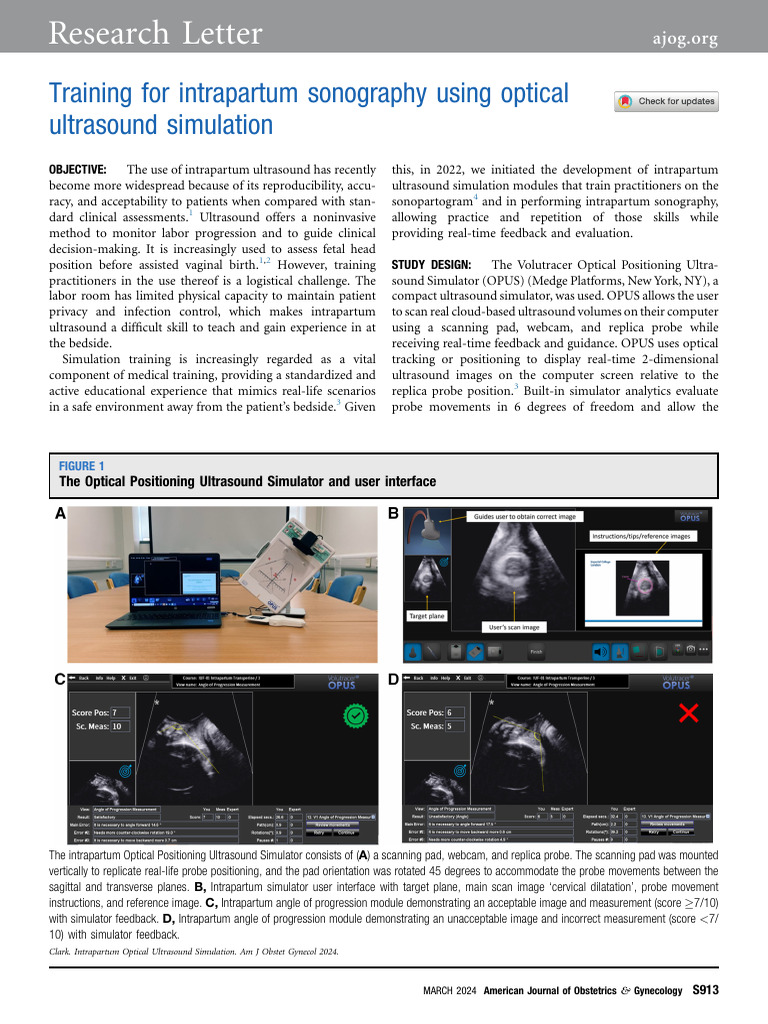 Training For Intrapartum Sonography Using Optical | PDF | Simulation ...