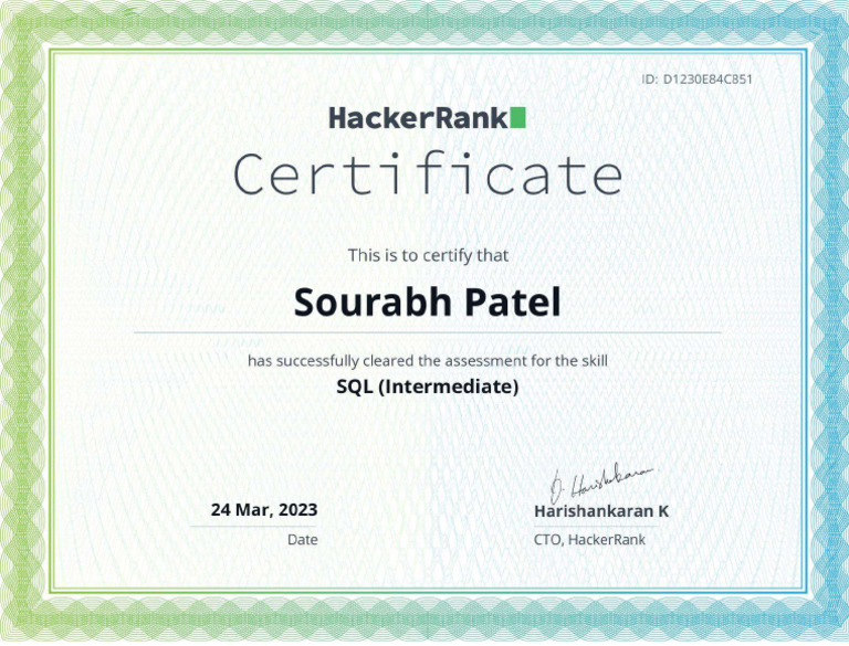 Hackerrank - SQL Intermediate | PDF