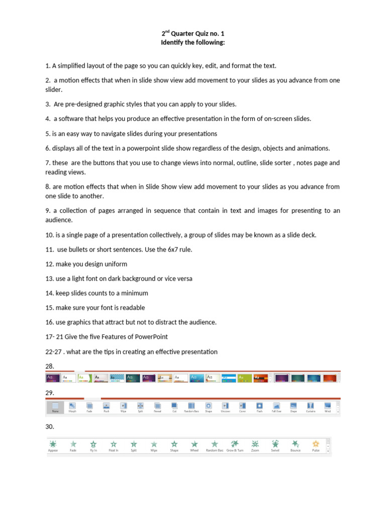 2nd Quarter Quiz No1 Powerpoint | PDF