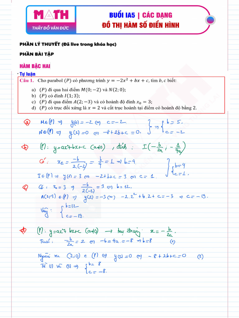 Bản Viết Tay - IA5 - Các Đồ Thị Hàm Số Điển Hình | PDF