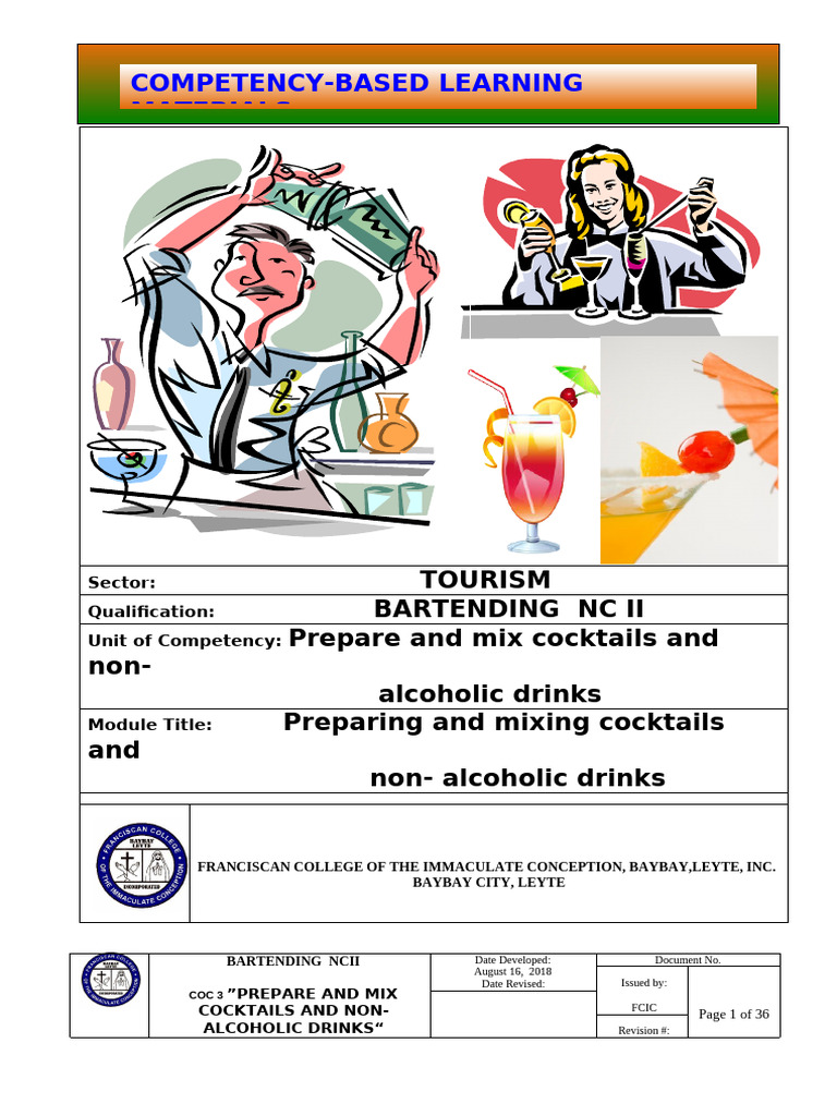 UC 3. PRepare and Mix Cocktails Andd Non Alcoholic Concoctions CBLM ...