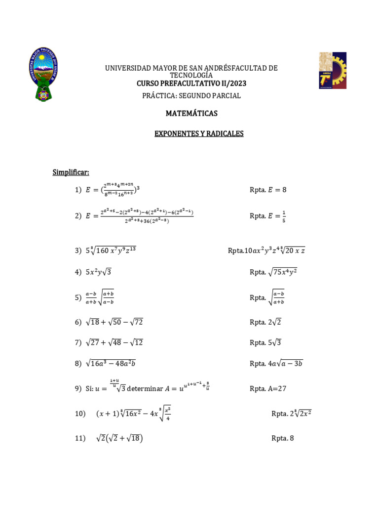 2da Practica Matematicas II-2023 | PDF