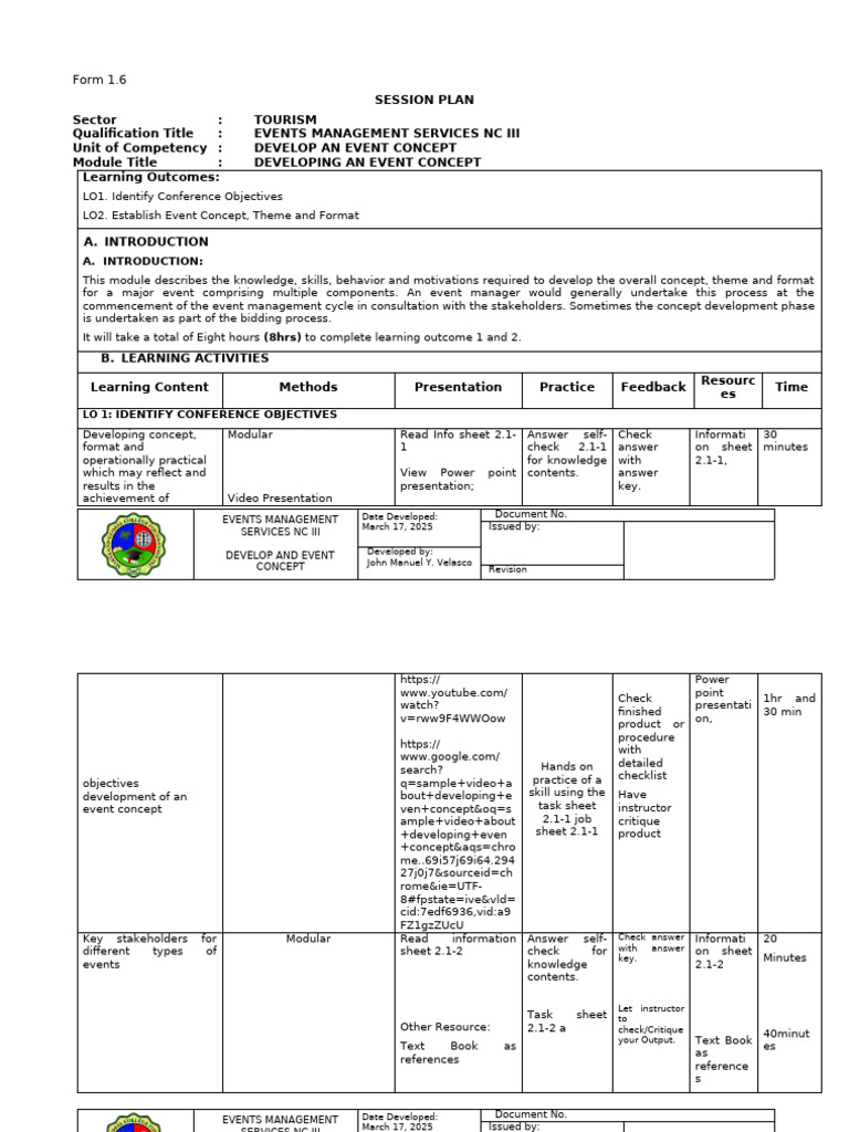 Form 1.6 Session Plan | PDF | Cognition | Learning